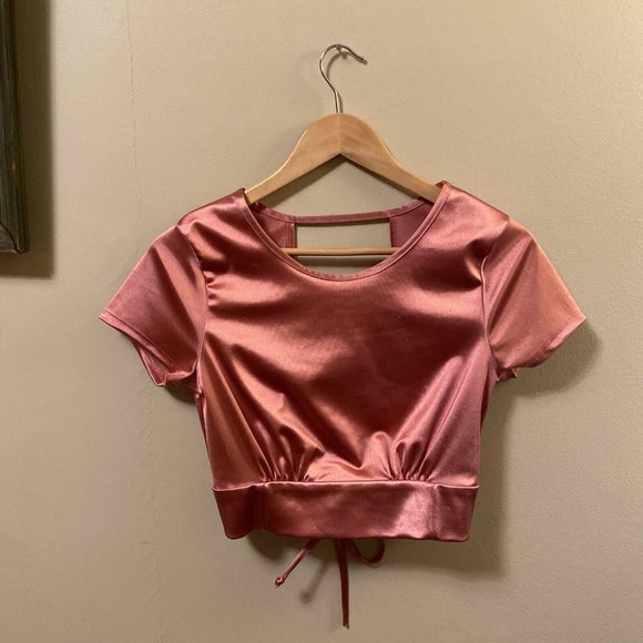 Moa Moa | Tops | Moa Moa Satin Crop M Top Open Back With Ties Short ...